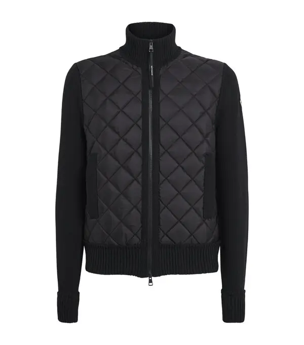 Moncler Virgin Wool Padded Quilted Cardigan