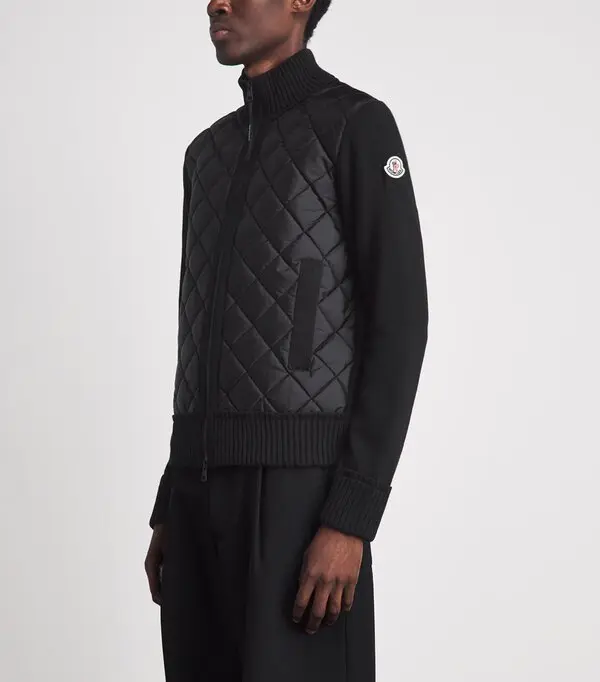 Moncler Virgin Wool Padded Quilted Cardigan