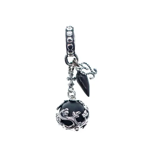 GEM KINGDOM Black Matte Onyx Orb Pendant