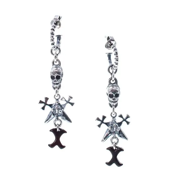 GEM KINGDOM Skull & Cross Earrings