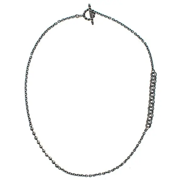 GEM KINGDOM Twisted Toggle Asymmetric Chain Necklace - Silver