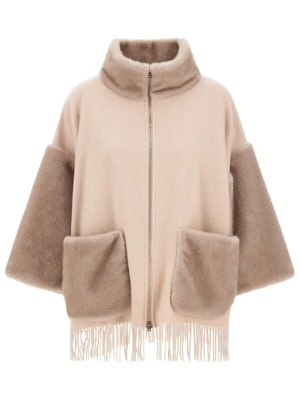 Herno Poncho In Lana, Cashmere E Melange Effetto Visone - Multicolor