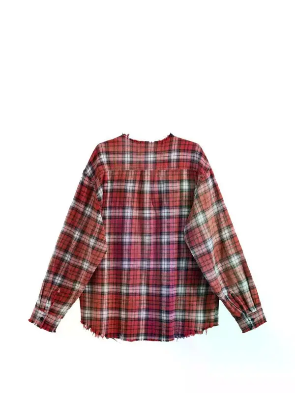 ACUPUNCTURE 1993 Plaid-check Frayed Shirt