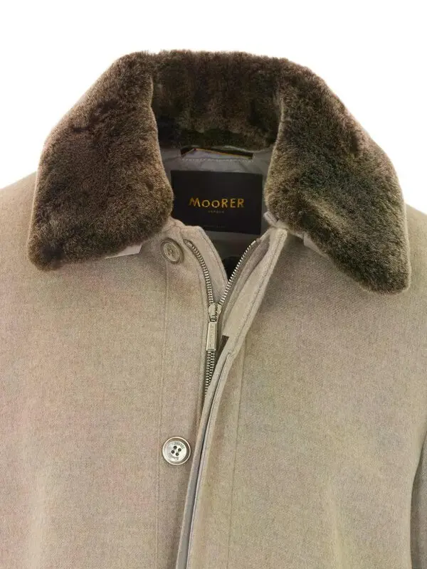 MOORER Simmons-bab Shearling-collar Single-breasted Coat