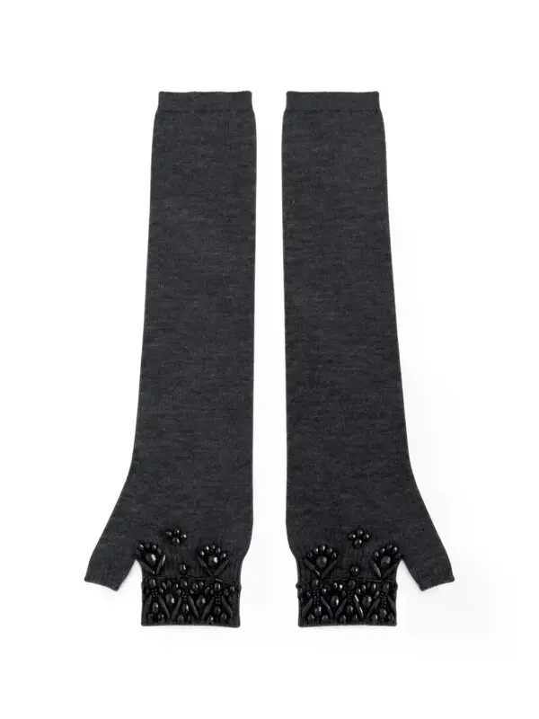 P.a.r.o.s.h Bead-embellished Fingerless Gloves - Grey