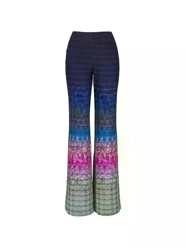 Missoni Dégradé Viscose Lamé Flare Trousers - Blue