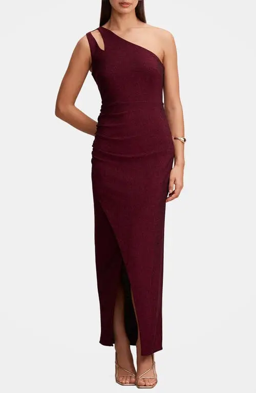 EVER NEW Delaney One-shoulder Glitter Knit Gown - Plum