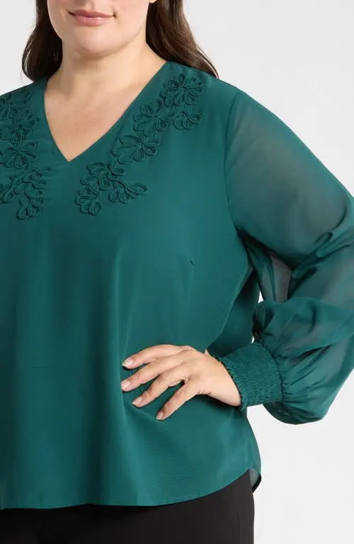 Vince Camuto Soutache Embroidered Gauze Top