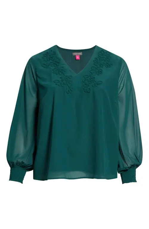 Vince Camuto Soutache Embroidered Gauze Top