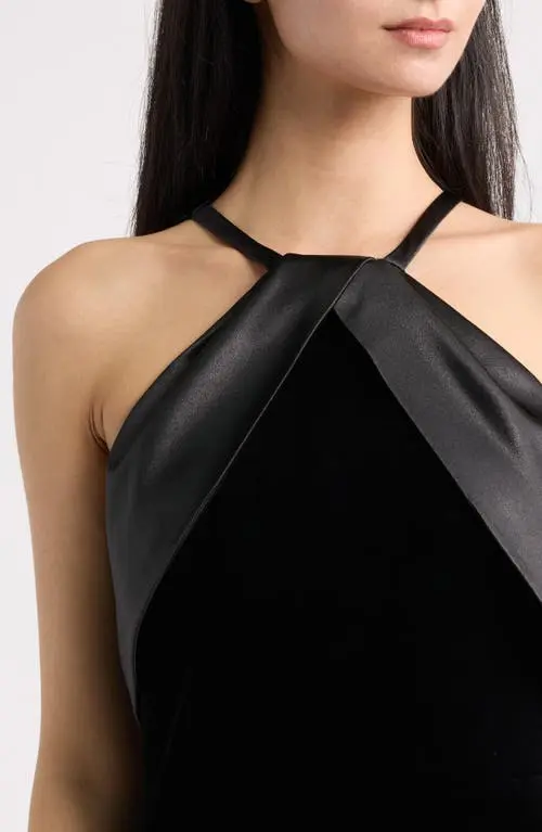 Eliza J Satin & Velvet Cocktail Midi Dress