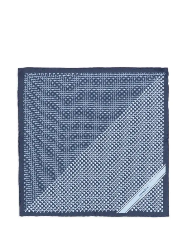 FERRAGAMO Brio Silk Pocket Square - Blue