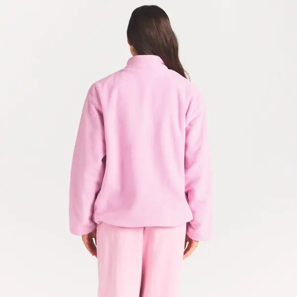 SKIMS Mock Neck Zip Up Jacket Bubble Gum | Pink | | Outdoor Fleece