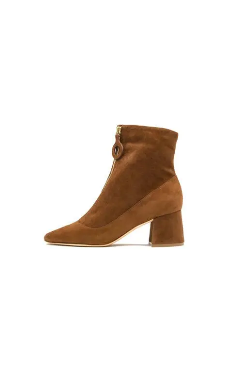 Rupert Sanderson Carlow Suede Zip Front Ankle Boots - Ganache