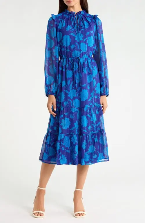 SUGARLIPS Kristen Balloon Sleeve Tiered Midi Dress