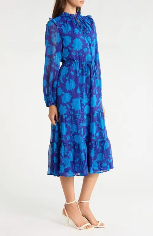 SUGARLIPS Kristen Balloon Sleeve Tiered Midi Dress