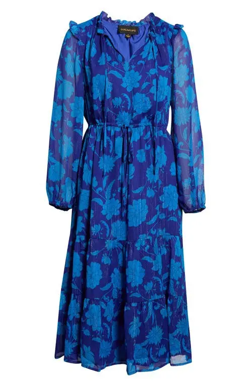 SUGARLIPS Kristen Balloon Sleeve Tiered Midi Dress