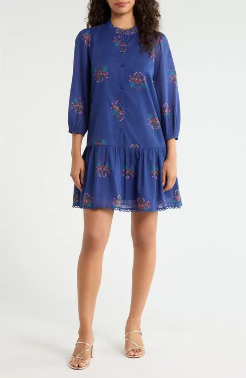 SUGARLIPS Yamila Floral Ruffle Drop Waist Cotton Minidress
