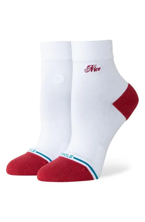 Stance Naughty Or Nice Cotton Blend Quarter Socks - White
