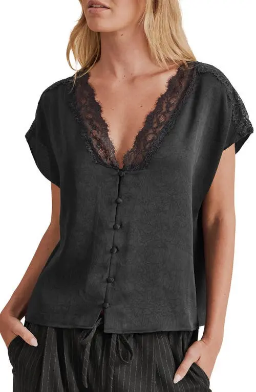 Splendid Adalyn Lace Trim Top - Black