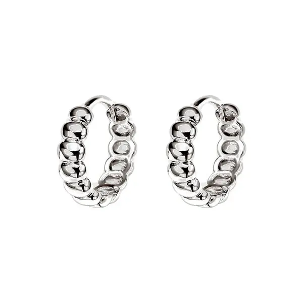 TAMA TOKYO Tsubu Rhodium & Sterling Beaded Huggie Hoop And Septum Ring - Silver