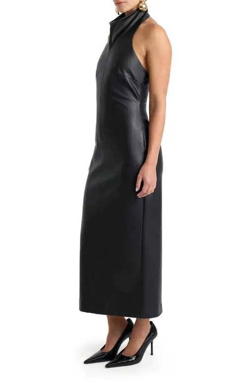 Bardot Gina Faux Leather Halter Midi Dress
