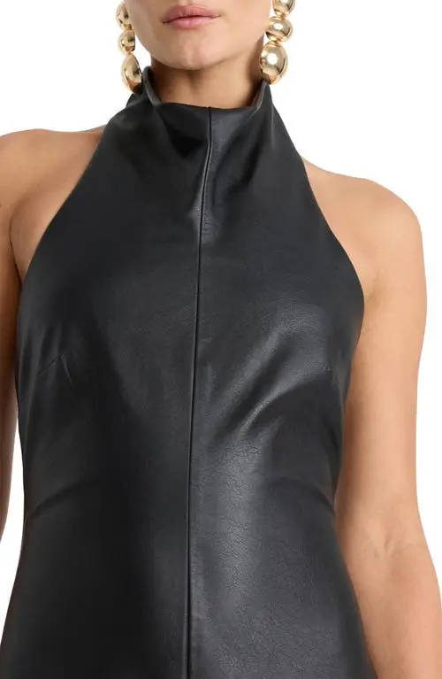 Bardot Gina Faux Leather Halter Midi Dress