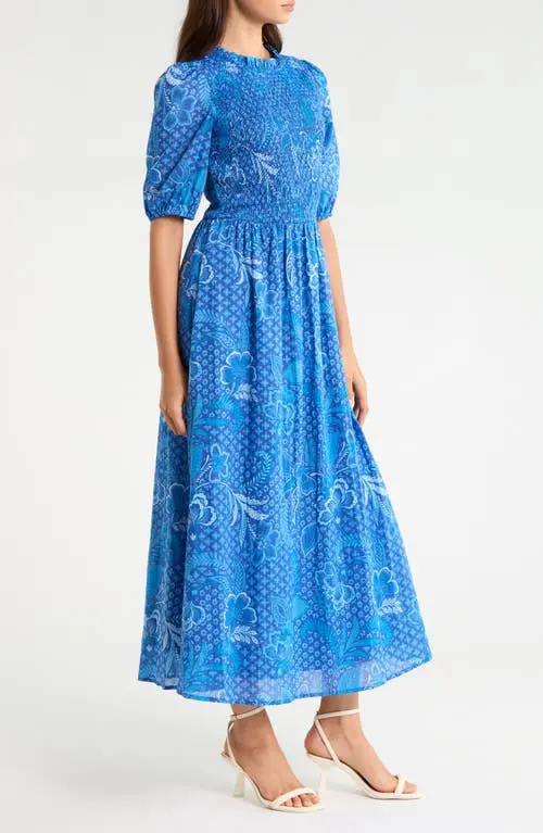 SUGARLIPS Berry Moonlight Smocked Cotton Maxi Dress