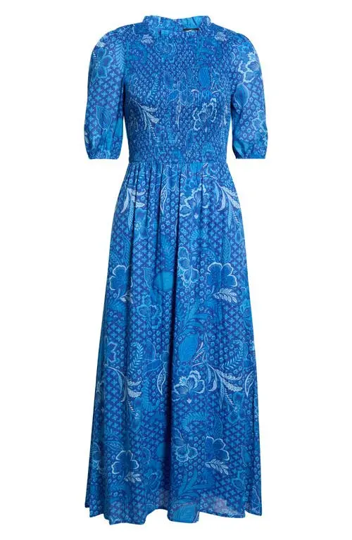 SUGARLIPS Berry Moonlight Smocked Cotton Maxi Dress