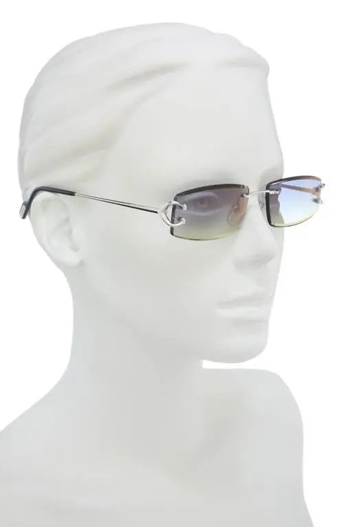 Cartier 56mm Frameless Rectangular Sunglasses