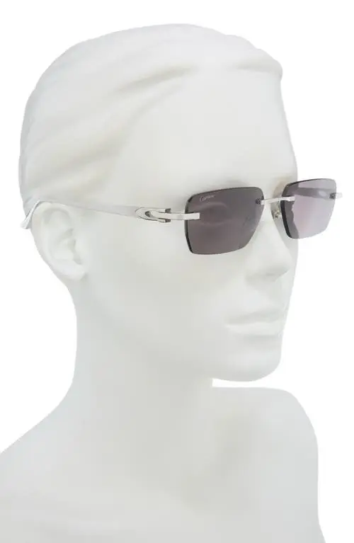 Cartier 55mm Frameless Rectangular Sunglasses