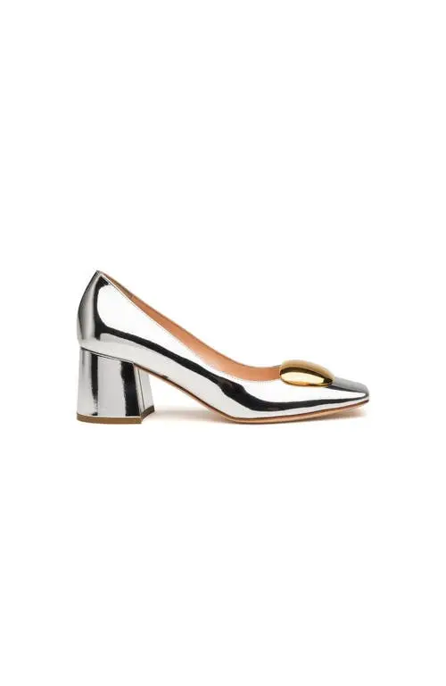 Rupert Sanderson Naxos Chrome Pebble Pump - Silver