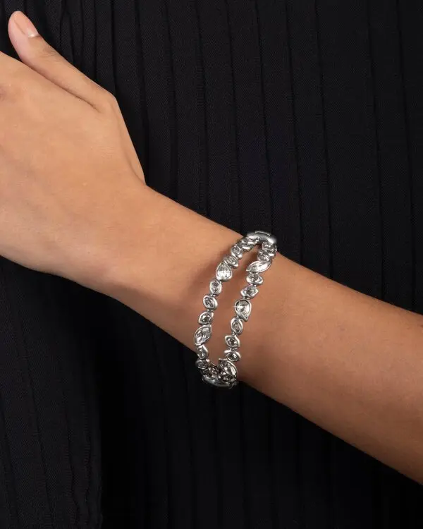 Alexis Bittar Molten Pebble Crystal Stacked Hinge Bracelet - Silver