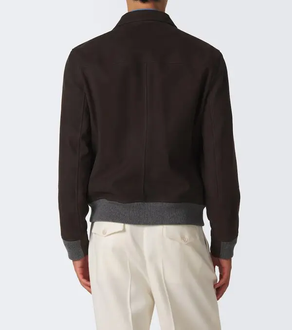 Brunello Cucinelli Cashmere-trimmed Leather Blouson Jacket
