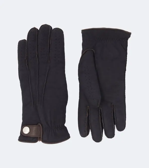 Brunello Cucinelli Leather-trimmed Shearling Gloves - Blue