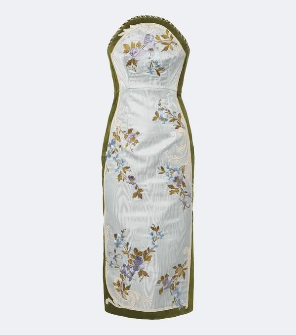 ALEMAIS Alémais Odessa Moiré And Velvet Bustier Dress - Multicoloured