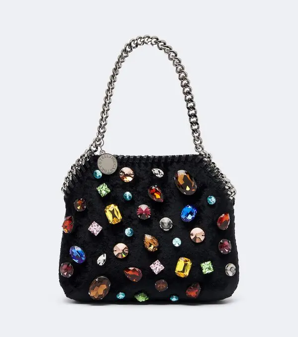 Stella McCartney Falabella Tiny Embellished Velvet Shoulder Bag - Multicoloured