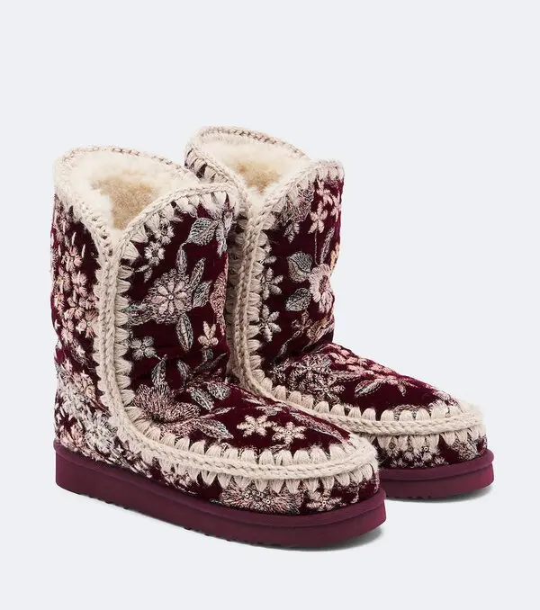 Mou 24 Shearling-lined Velvet Ankle Boots - Multicoloured