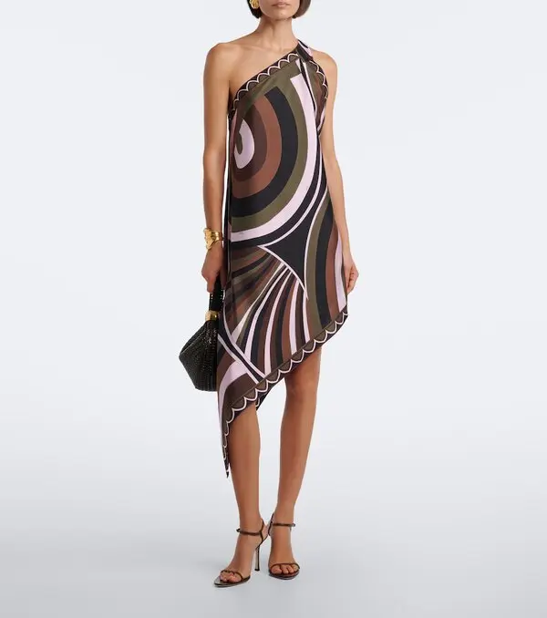 Emilio Pucci Iride One-shoulder Silk Twill Midi Dress