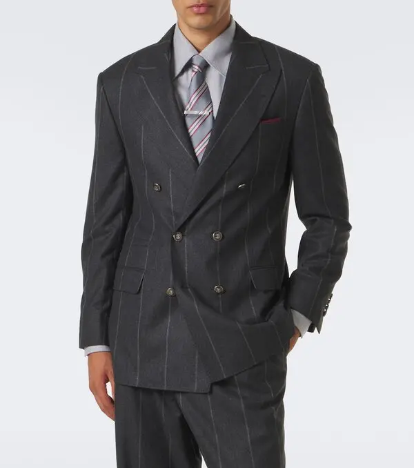 Brunello Cucinelli Chalk Stripe Wool, Silk, And Cashmere Suit