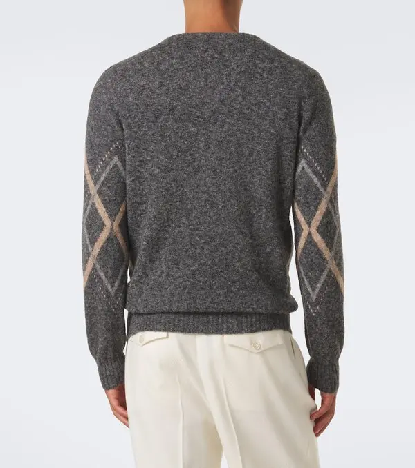 Brunello Cucinelli Argyle Alpaca, Cashmere, And Wool-blend Sweater