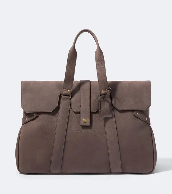 Brunello Cucinelli Leather Duffel Bag - Grey