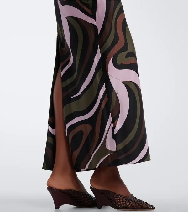 Emilio Pucci Marmo And Dune Caped Silk Twill Gown