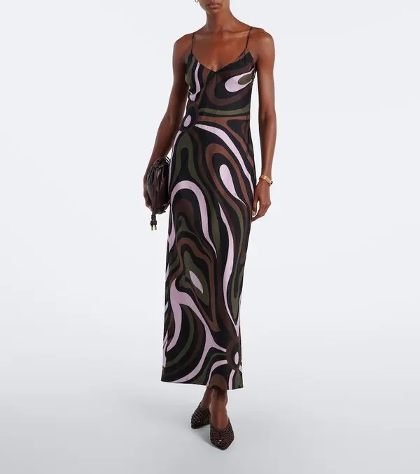 Emilio Pucci Marmo And Dune Caped Silk Twill Gown