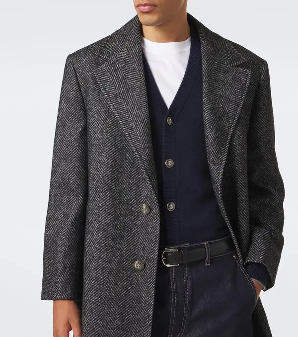 Brunello Cucinelli Herringbone Wool And Alpaca-blend Coat
