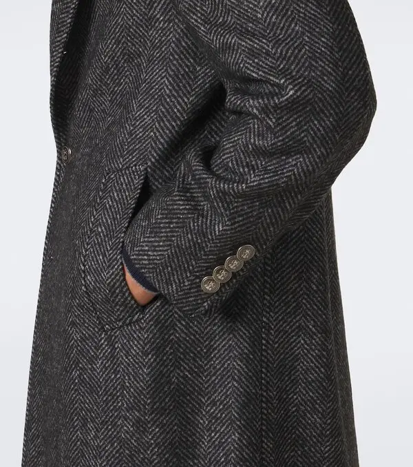 Brunello Cucinelli Herringbone Wool And Alpaca-blend Coat