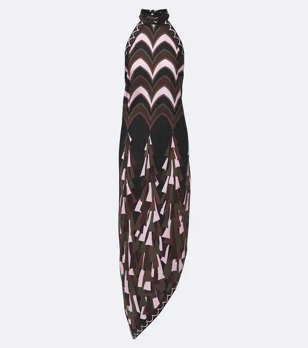 Emilio Pucci Baiadera Halterneck Silk Twill Midi Dress - Multicoloured
