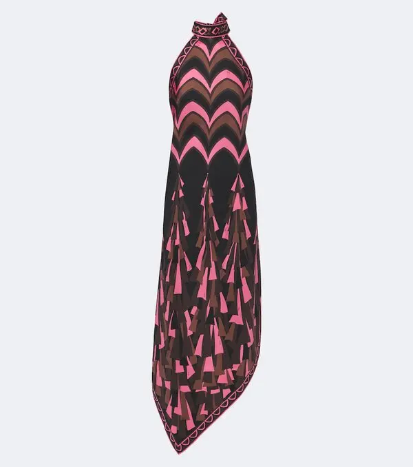 Emilio Pucci Baiadera Halterneck Silk Twill Midi Dress - Multicoloured