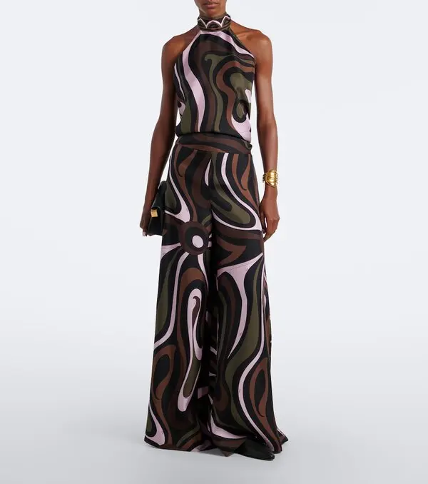 Emilio Pucci Marmo Silk Palazzo Pants