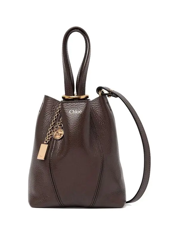 Chloé Small Spin Tote Bag In Grained Leather - Brown