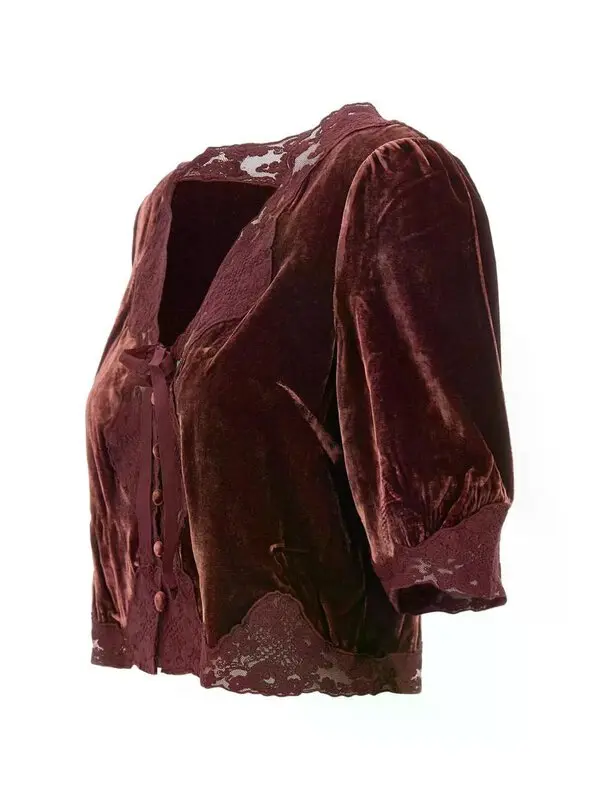Rixo Ursula Lace-trim Velvet Top